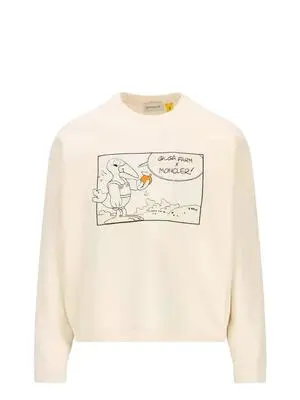 Moncler Cartoon Embroidered Sweatshirt - Neutrals