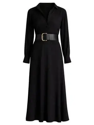 Vince Button Long-sleeve Dress - Black