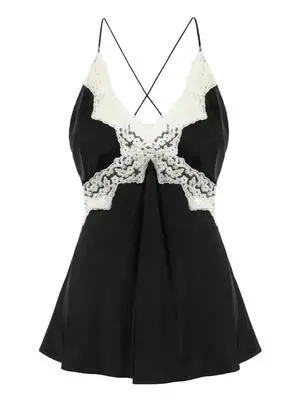 Alberta Ferretti Lace-trim Top - Black