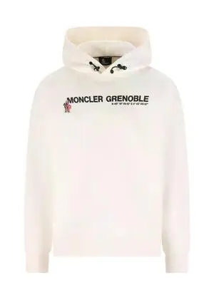 Moncler Cotton Hoodie With Logo Lettering - White