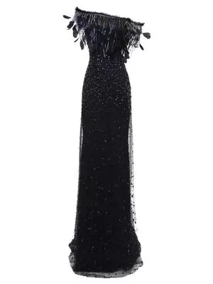 GEMY MAALOUF Beaded Maxi Gown - Black