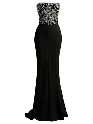 GEMY MAALOUF Bejewelled Maxi Gown - Black