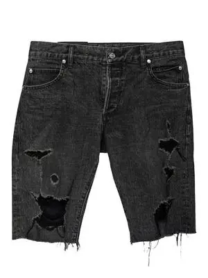 Balmain Distressed Denim Shorts - Black