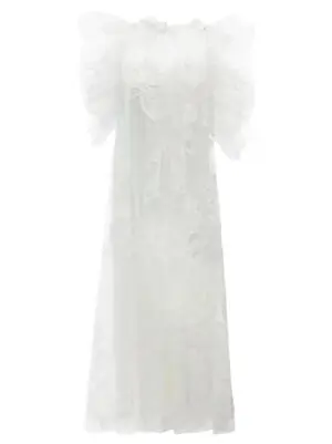 GEMY MAALOUF A-line Embroidered Midi Dress - White