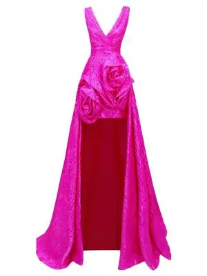 GEMY MAALOUF Draped Flower A-line Dress - Pink