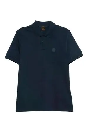 BOSS Short-sleeve Square-patch Polo Shirt - Blue