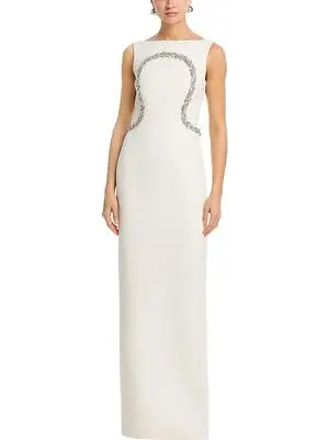 Safiyaa Riley Boat Neck Open Back Gown - Ivory
