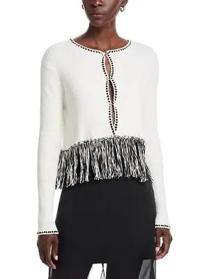 TOCCIN Monroe Fringed Cardigan - Optic Jet