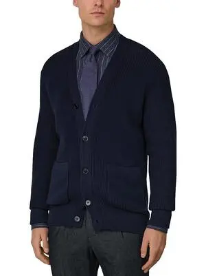 Boggi Milano Knitted Cotton Cardigan - Navy Blue