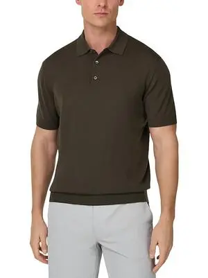 Boggi Milano Knitted Polo Shirt In Superfine Merino Wool - Dark Brown