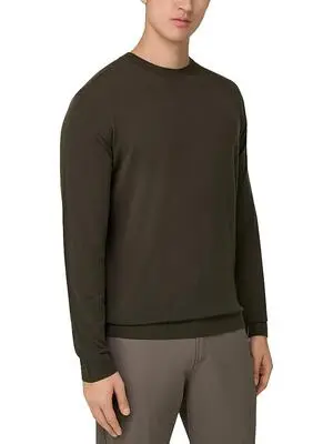 Boggi Milano Crewneck Jumper In Superfine Merino Wool - Dark Brown
