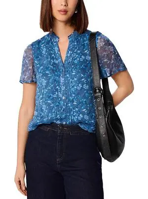 Whistles Ditsy Floral V-neck Blouse - Teal/multi
