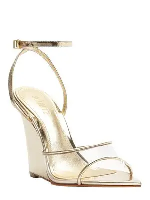 Schutz Elodie Vinyl Wedge Sandals - Platinum
