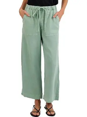 Bella Dahl Easy Pocket Wide Leg Cropped Pants - Oasis Green
