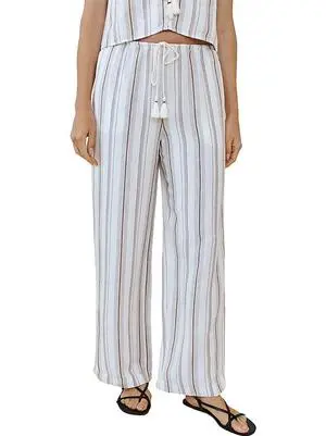 BELLA DAHL Striped Tassel Drawstring Beach Pants