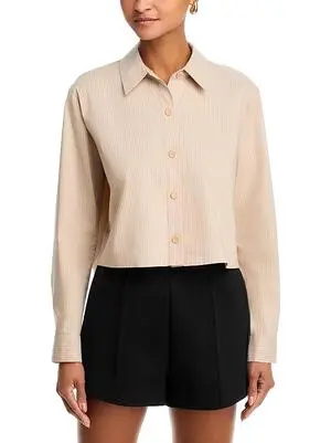 L'Agence Cosette Crop High-low Shirt - Macadamia