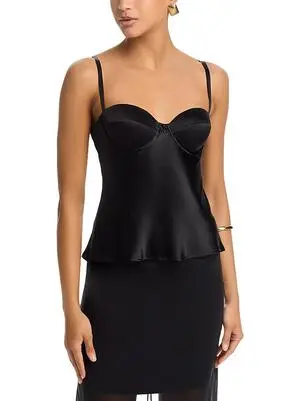 L'Agence Orlina Silk Camisole - Black