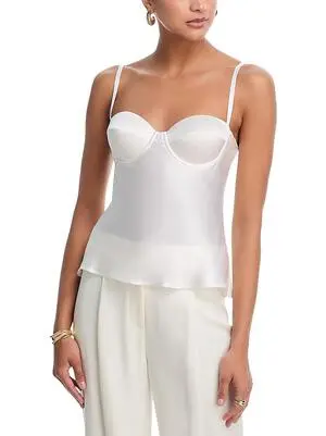 L'Agence Orlina Silk Camisole - White