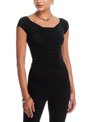 L'Agence Baliegh Off Shoulder Ruched Bodysuit - Black