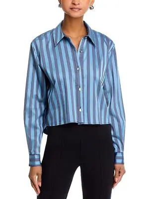 L'Agence Cosette Crop Shirt Blue Multi