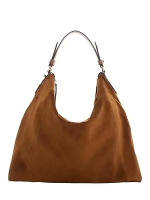 JIMMY CHOO Ana Suede Hobo Shoulder Bag - Tan