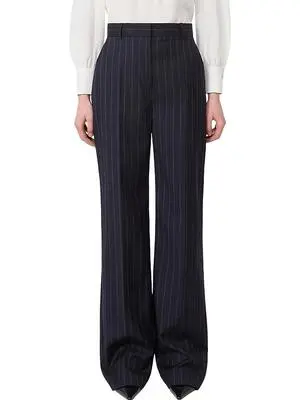 Max Mara Mstenfasi Tailored Striped Virgin Wool Pants - Navy