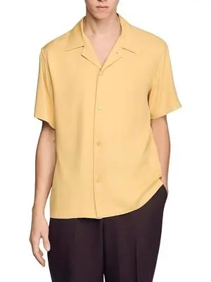 Sandro Loose Fit Shark Collar Shirt - Light Yellow