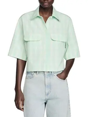 SANDRO Kaia Crop Check Shirt