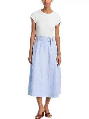 Veronica Beard Belmar Mixed Media Dress - Blue/white