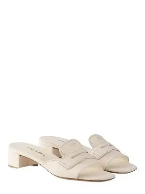 Prada Leather Sandals - Neutral