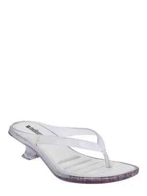 Melissa Thong Kitten Heel Flip Flops Clear/white
