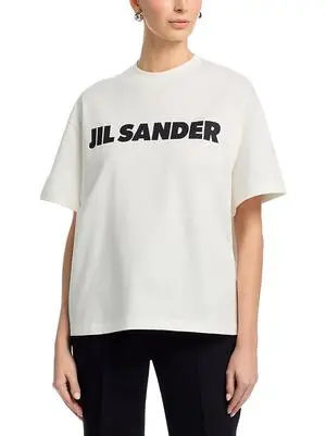 JIL SANDER Oversized Logo Tee - Porcelain