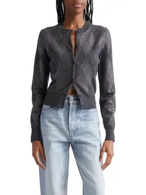 Alexander Wang Argyle Crop Wool Blend Cardigan - Graphite