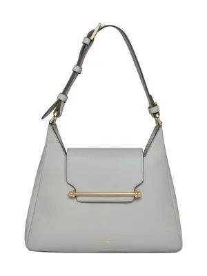 Strathberry Multrees Leather Hobo Bag Marble Grey
