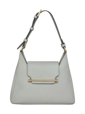 Strathberry Multrees Leather Hobo Bag Marble Grey