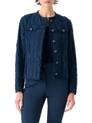 Akris Fringe Jacquard Jacket - Dark Blue