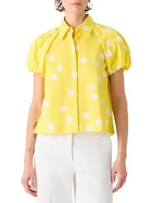 Akris Polka Dot Cotton Poplin Shirt - Lemon Zing-cream
