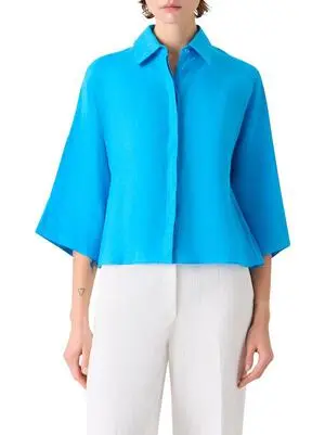 Akris Linen Crop Shirt - Turquoise