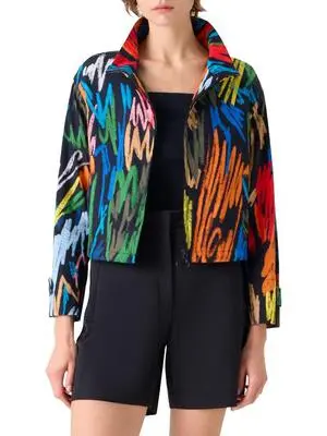 Akris Oversized Scribble Print Cotton Jacket - Black-multi
