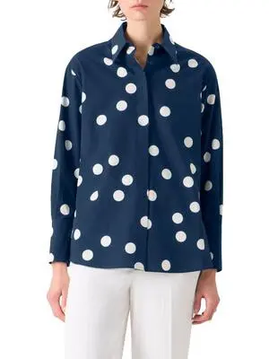 Akris Polka Dot Cotton Poplin Shirt - Dark Blue-cream