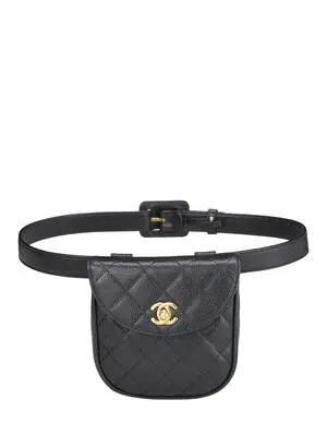 Chanel Quilted Caviar Leather Belt Bag - Black