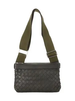 Bottega Veneta Intrecciato Leather Double Zip Crossbody - Green