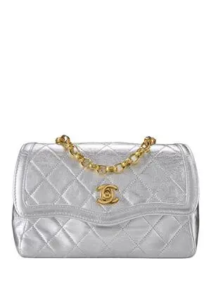 Chanel Quilted Lambskin Curved Flap - Silver