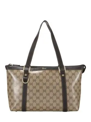 Gucci Original Gg Crystal D-ring Abbey Zip Tote - Brown