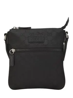 Gucci Gg Nylon Double Zip Messenger - Black