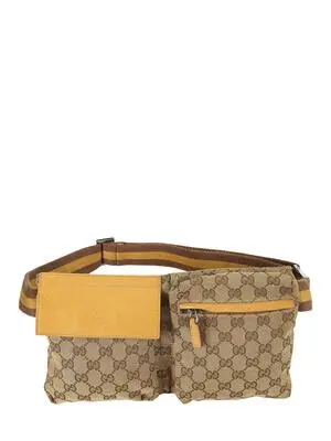 Gucci Original Gg Web Double Pocket Waist Pouch - Yellow