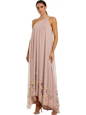Mac Duggal Embellished One-shoulder Gown - Rose