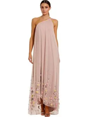 Mac Duggal Embellished One-shoulder Gown - Rose