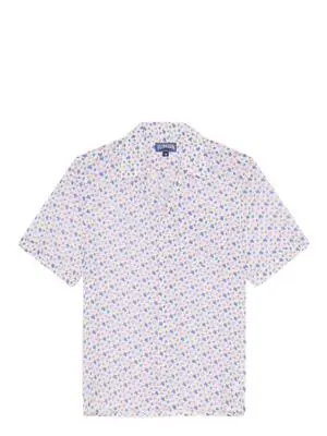 Vilebrequin Organic Cotton Bowling Shirt Micro Ronde Des Tortues Shirt Charli - White