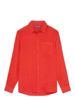 Vilebrequin Linen Shirt Solid Shirt Caroubis Red